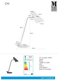 Markslöjd 106781 - Stolní lampa CAL 1xE14/40W/230V