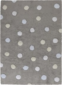 Ručne tkaný kusový koberec Tricolor Polka Dots Grey-Blue, 120x160, šedá, detská izba, Lorena Canals