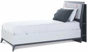Studentská postel 100x200 s výklopným úložným prostorem Thor - růžová/šedá/černá