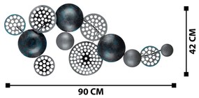 Nástěnná kovová dekorace BUBBLES 90 cm černá/zlatá