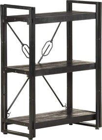 Knihovna se 3 policemi černá 60 x 30 x 80 cm masivní mangovník 320626