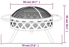 Ohniště s pohrabáčem 70 cm XXL ocel - Default Title