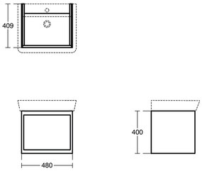 Ideal Standard Connect Air- Skříňka pod umyvadlo CUBE 55cm, 1 zásuvka, Matný tmavě hnědý + matný bílý lak E0844VY