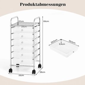 Costway Pojízdný vozík s 6 stohovatelnými zásuvkami a hladce pojezdovými