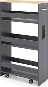 Costway 20 cm tenký úložný vozík s nabíjecí stanicí 4patrový