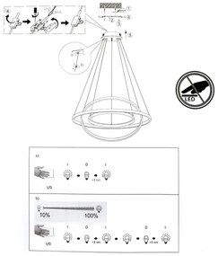 LED Stmívatelný lustr na lanku CIRCLE 1xLED/15W/230V + LED/20W + LED/25W