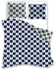 Bavlněné ložní prádlo 160x200 Pure 07 geometry navy grey Faro