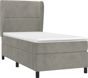 vidaXL Box spring postel s matrací 90x200 cm samet [3129129] Barva: světle šedá