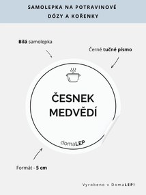 Samolepka na kořenky MEDVĚDÍ ČESNEK bílá 5 cm tučné písmo