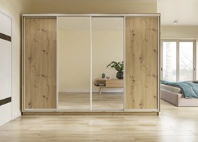 Šatní skříň GAMMA 300 × 240 cm dub artisan se zrcadlem