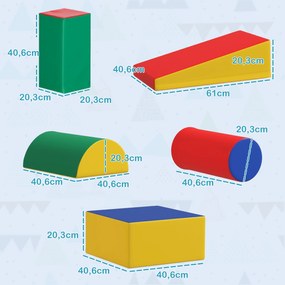 HOMCOM měkké stavebnice sada 5 pěnových stavebnic pro děti od 1 do 3 let, obří stavebnice, imitace kůže EPE, měkké a bezpečné | Aosom.de