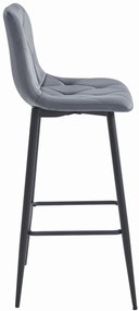 Tmavě šedá barová židle NADO VELVET s černými nohami