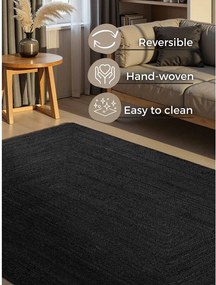Černý oboustranný/ručně tkaný jutový koberec 80x150 cm Juno – Hanse Home