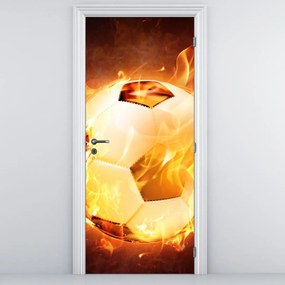 Fototapeta na dveře - Hořící fotbalový míč (95x205cm)