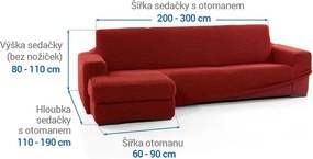 Super strečové potahy NIAGARA cihlová sedačka s otomanem vlevo (š. 200 - 300 cm)