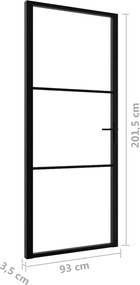 Interiérové dveře ESG sklo a hliník 93 x 201,5 cm černé 151200