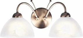 Searchlight 1132-2AB Nástěnná dvojramenná lampa MILANESE patina, alabastrové sklo