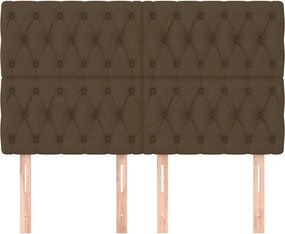 Čelo postele tmavě hnědé 144x7x118/128 cm látkové 3116669