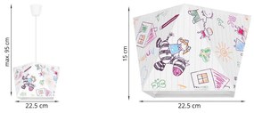Dětské závěsné svítidlo Diamond, 1x bílé textilní stínítko se vzorem