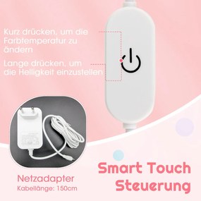 Costway Dětský toaletní stolek 2 v 1 s LED světly a skládacím zrcadlem