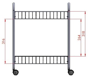 Pojízdný dvoupatrový regál Metaltex Greg, délka 41 cm