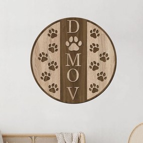 dřevo života Dřevěná cedulka DOMOV Zvolte barvu dekoru: Ořech-Dub Sonoma, Zvolte rozměr Ø (cm): 60