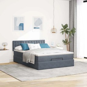 Osmanský rám postele s matrací tmavě šedá 140x190cm samet 3312765