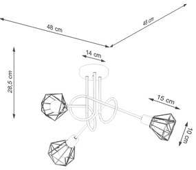 Sollux SL.1109 - Lustr na tyči ARTEMIS 3xE14/40W/230V černá