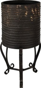 Černý antik kovový stojan na rostliny Planio - Ø 29*53 cm
