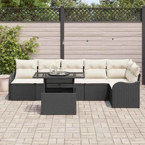 Set pohovek 7 ks Černá Poly ratan 3348473