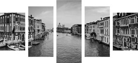 5-dílný obraz slavný kanál v Benátkách v černobílém provedení Varianta: 100x50