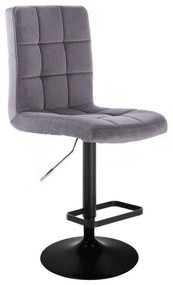 LuxuryForm DESIGN Barová židle TOLEDO VELUR na černé kulaté podstavě - tmavě šedá