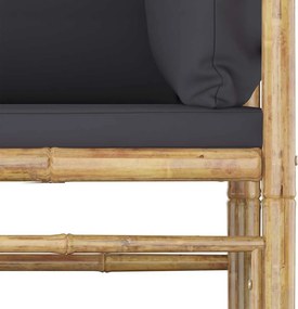 8dílná zahradní sedací souprava + tmavě šedé podušky bambus 3058220