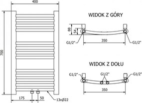 Mexen Ares, elektrické topné těleso 700 x 400 mm, 300 W, zlatá lesklá, W102-0700-400-2300-50
