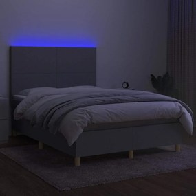 Box spring postel s matrací a LED světle šedá 140x190 cm textil 3135269