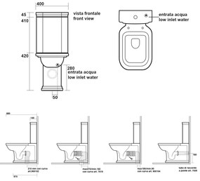 Kerasan WALDORF WC kombi, spodní/zadní odpad, bílá-chrom - WCSET04-WALDORF
