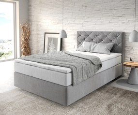 DELIFE Boxspring postel Dream-Great 120x200 cm mikrovlákno šedá s taštičkovou pružinovou matrací a visco topperem