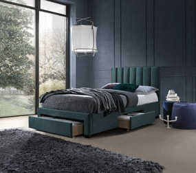 Jednolůžková čalouněná postel GRACE 120x200 se zásuvkami tmavě zelená
