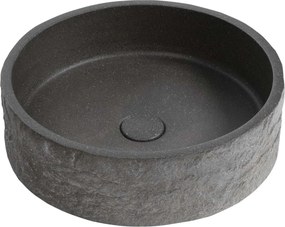 Sapho - Umyvadlo Ispir, průměr 40 cm, bez přepadu, bez otvoru pro baterii, černý granit AR476