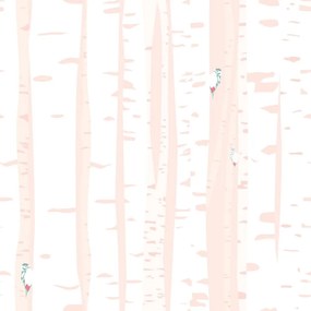 Tapeta růžové březové stromy - 75x1000 cm