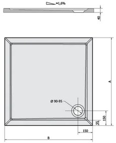 Polysan Klasik Aura Sprchová vanička, 800x800 mm, bílá 42511