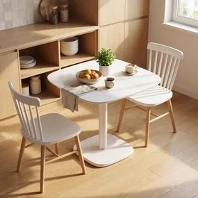 HOMCOM jídelní stůl pro 4 osoby, čtvercový kuchyňský stůl v moderním stylu s deskou ve vzhledu dřeva, 70 x 70 cm, bílá