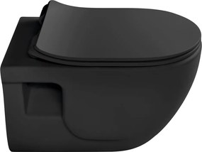 Sapho Sapho, BRILLA závěsná WC mísa, Rimless, 36,5x53cm, černá matná, 100614-110