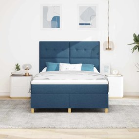 Postel s boxspringem s čelo Modrá 140 x 200 cm textil 3339629