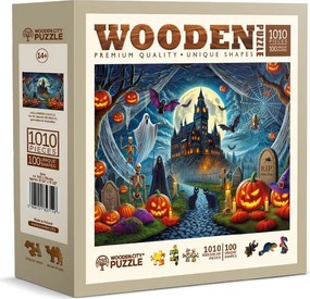 Wooden city dřevěné puzzle halloweenský hrad 1010 dílků