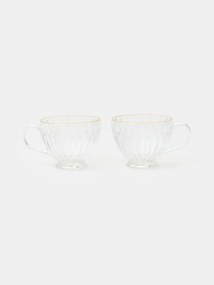 Sinsay - Rýhované šálky se zlatým okrajem 2 pack - clear