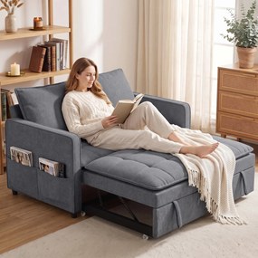 HOMCOM rozkládací pohovka pro 2 osoby 130 cm, tmavě šedá