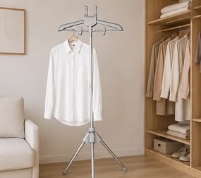 věšák, stojan na prádlo, skládací, výsuvný, kov/plast, 85-160x46x46 cm, chrom/šedá, Dekorino TK20260042