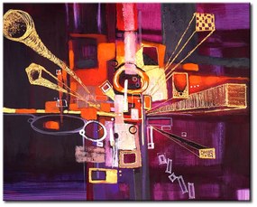 Obraz Abstrakce (1-dílný) - motiv fantaskního města na fialovém pozadí