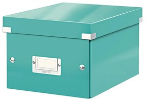 Zeleno-tyrkysový kartonový úložný box s víkem 22x28x16 cm Click&amp;Store – Leitz
